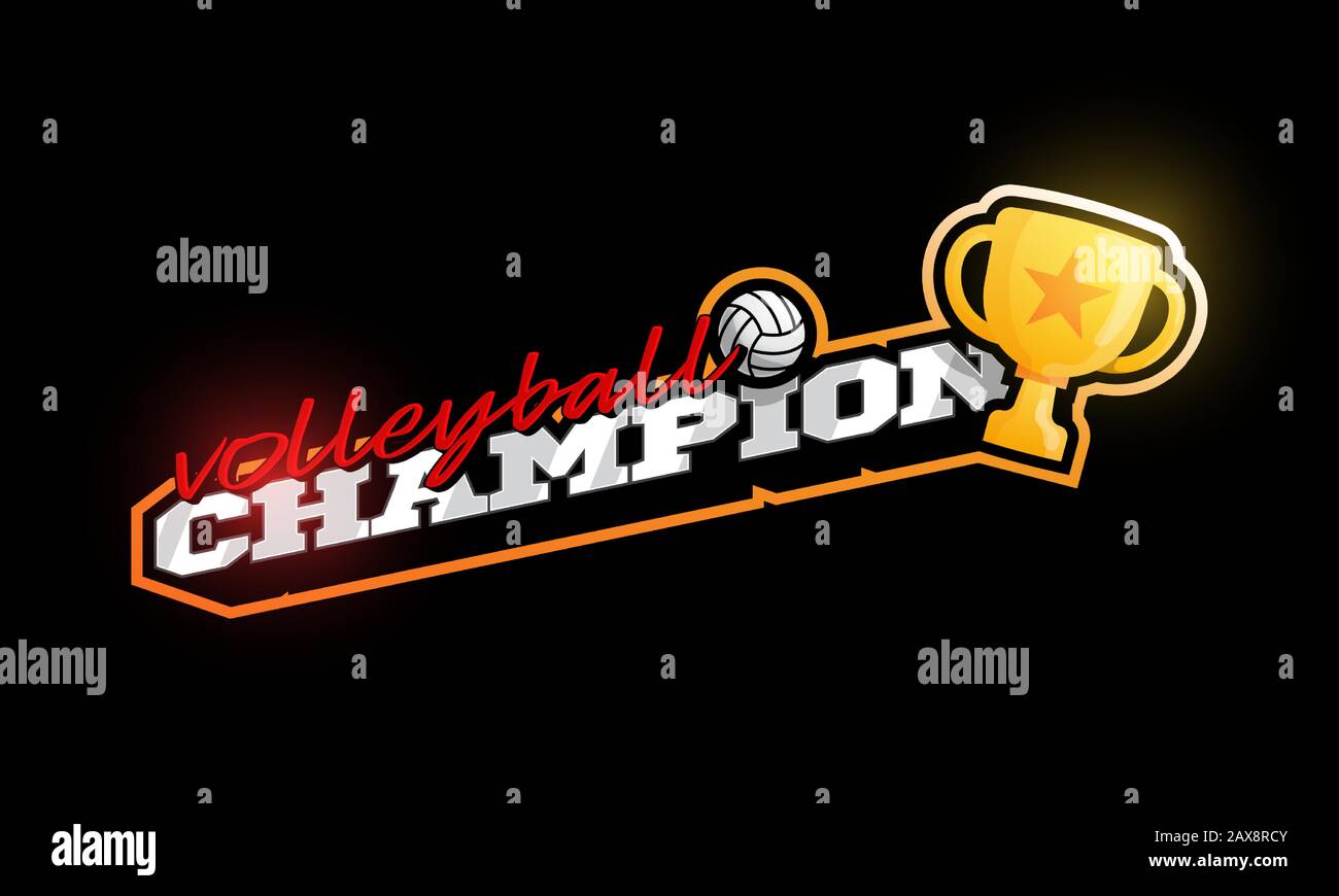 Champion volleyball vector logo. Modern professional Typography sport ...