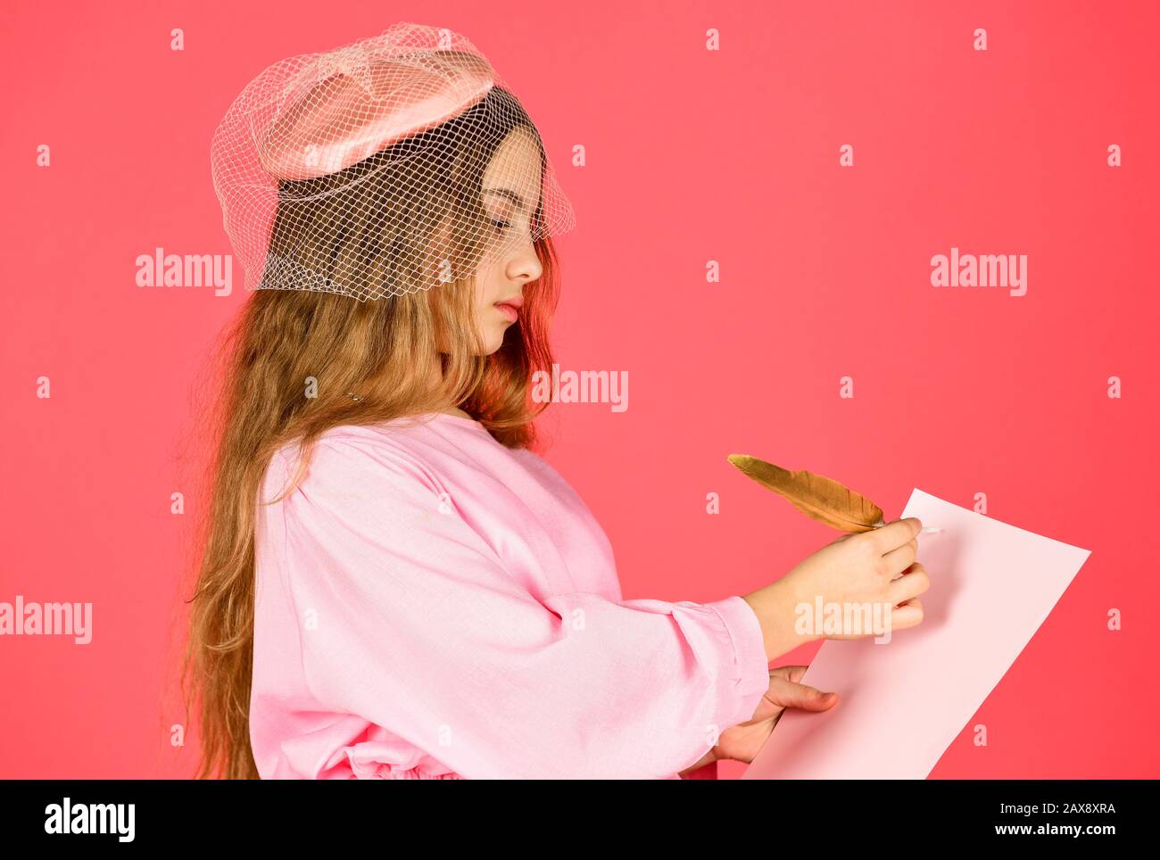 vintage poetry and novel. ancient writing with golden feather. write ...