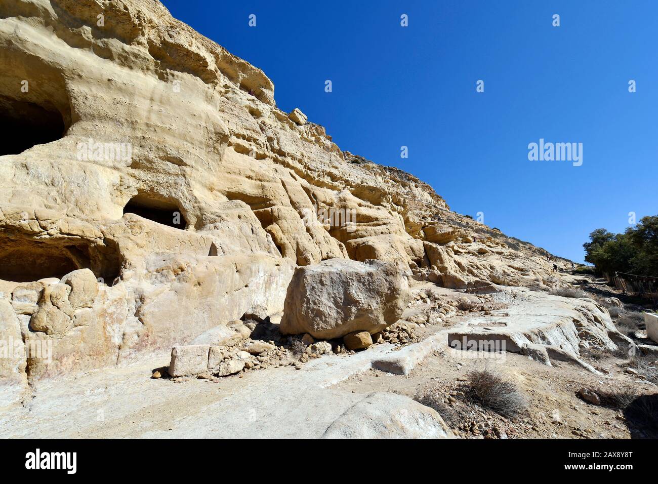 Greece, Crete Island, ancient tombs on hill in Matala Stock Photo - Alamy