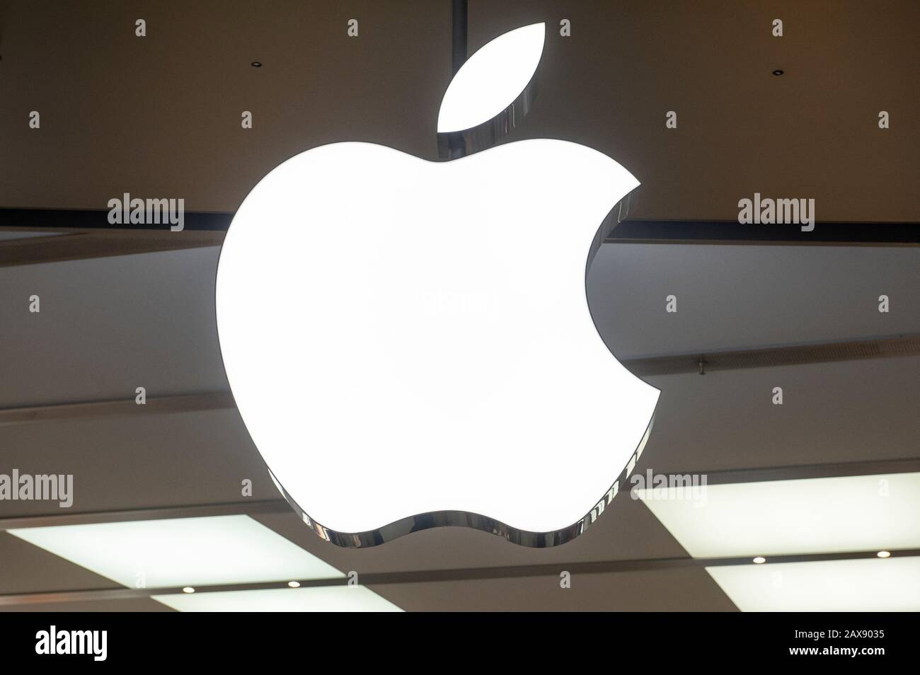 American multinational technology company Apple logo seen in Hong Kong ...