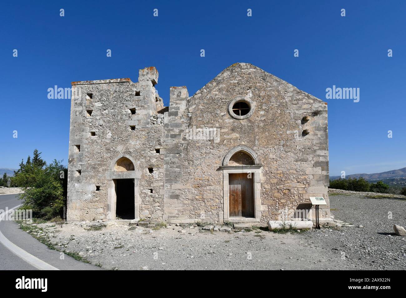 Greece, Crete Island, ruin of old church Agios Georgios Phalandras ...