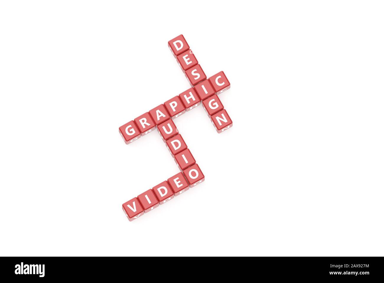 3d rendering, crossword with letters of Graphic Design text words ...