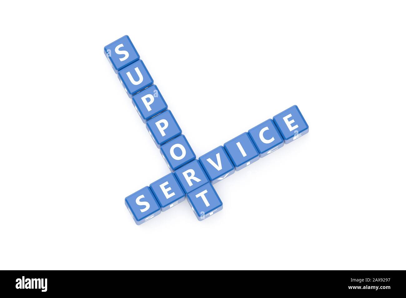 3d rendering, crossword with letters of Service and Support text words ...