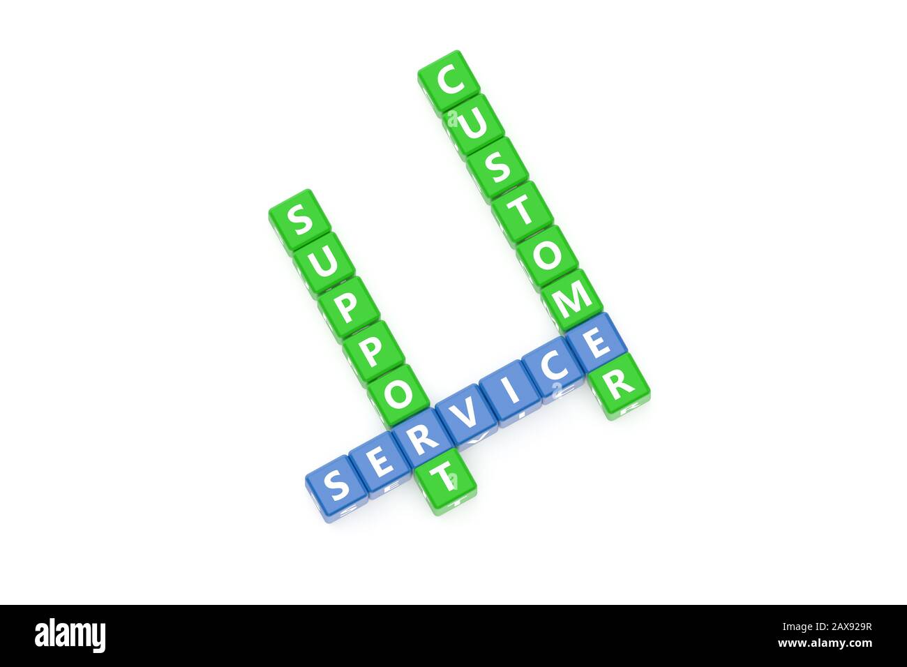 3d rendering, crossword with letters of Service, Customer and Support ...
