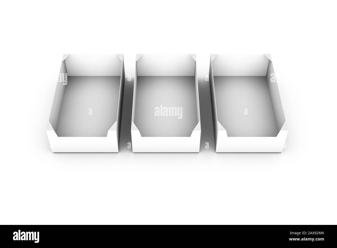 3d rendering, front view of white and empty chocolate or product three ...