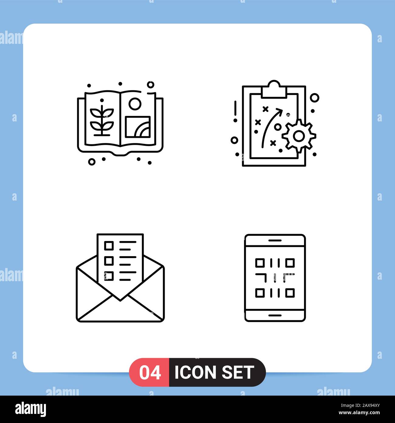 4 Line Black Icon Pack Outline Symbols for Mobile Apps isolated on ...