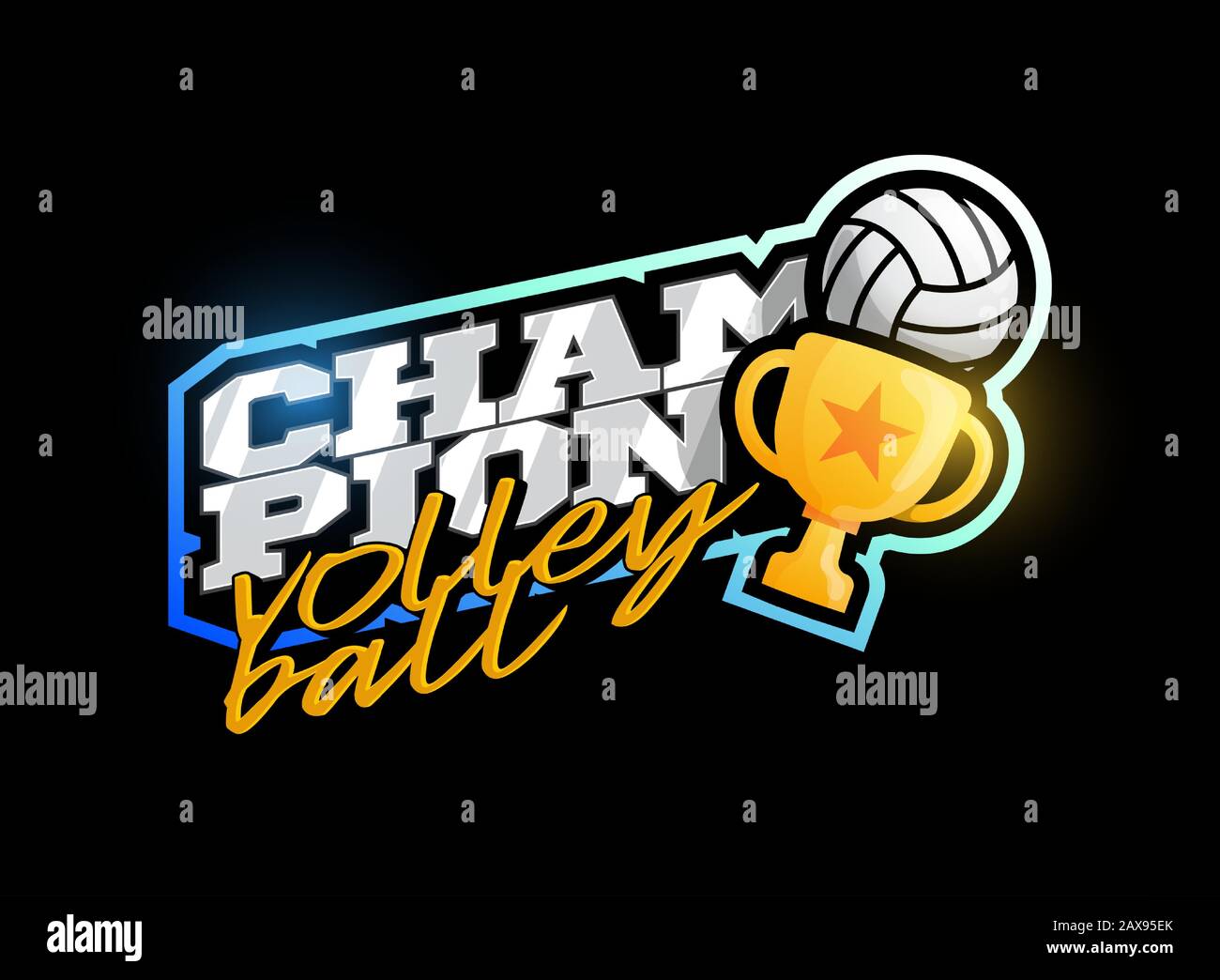 Champion volleyball vector logo. Modern professional Typography sport ...