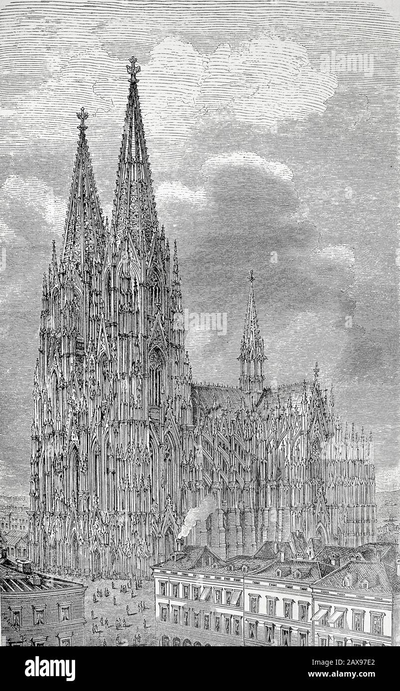 Cologne Cathedral. Engraving of the 19th century Stock Photo - Alamy
