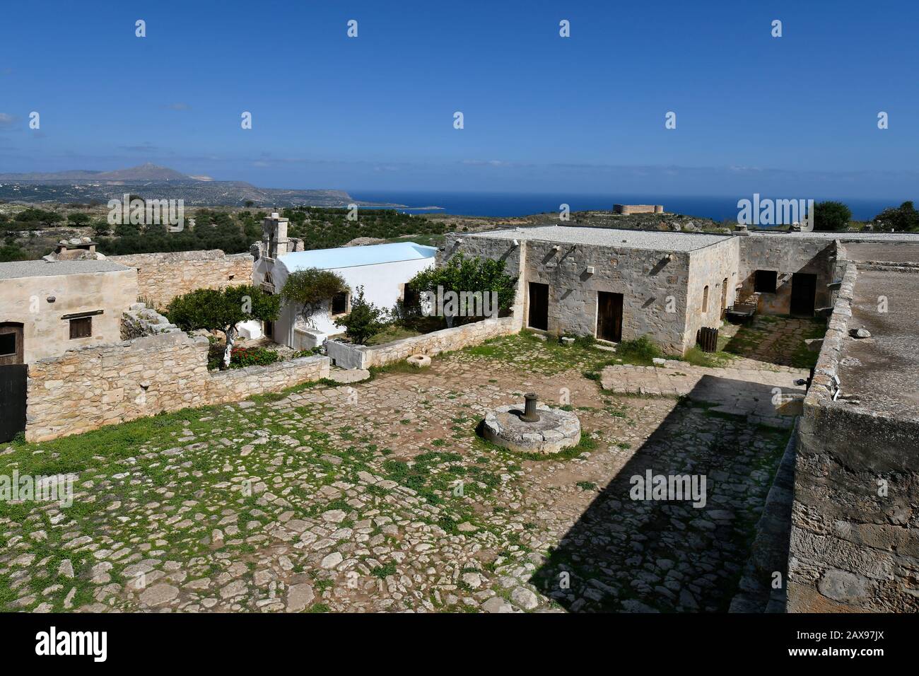 Greece, ruin of monastery of St. John the Theologian, chapel and ...