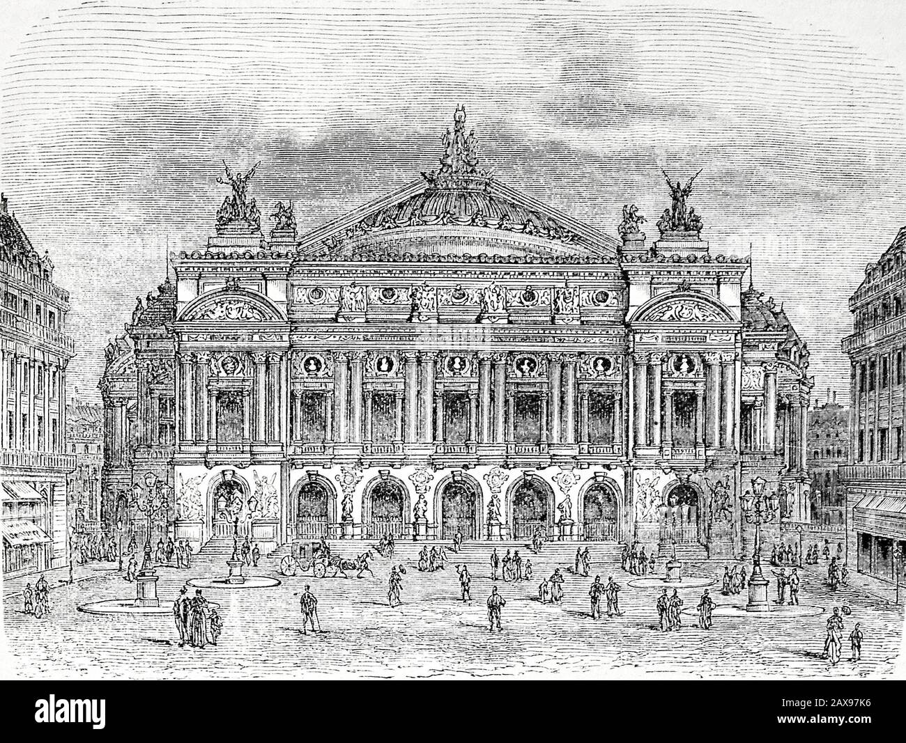 Opera House in Paris. Engraving of the 19th century Stock Photo - Alamy