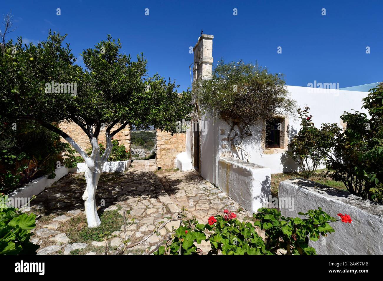 Greece, Chapel in ancient Minoan site of Aptera on Crete Island Stock ...