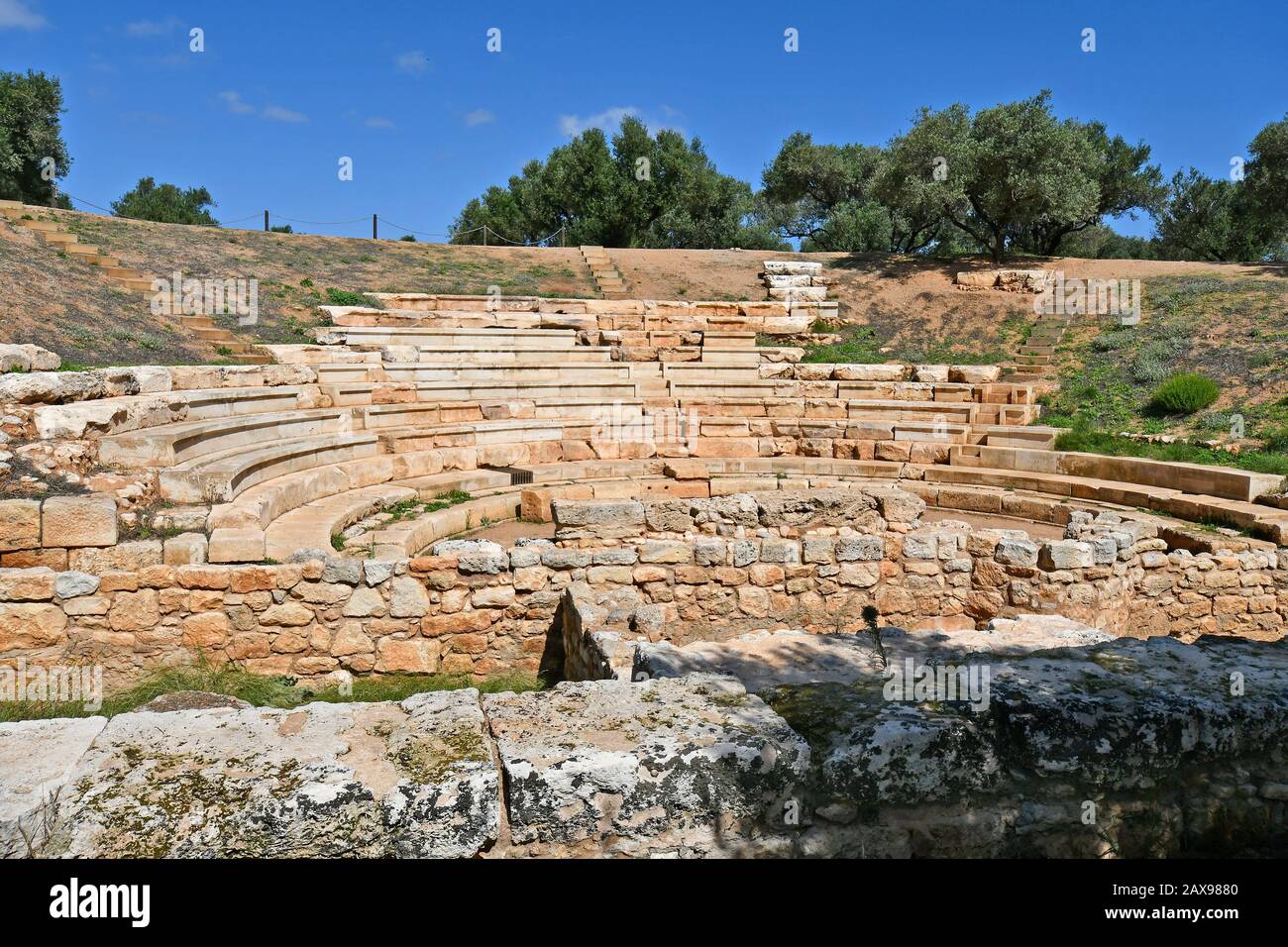 Greece, amphitheater in ancient Minoan ruins of Aptera in Crete Stock ...
