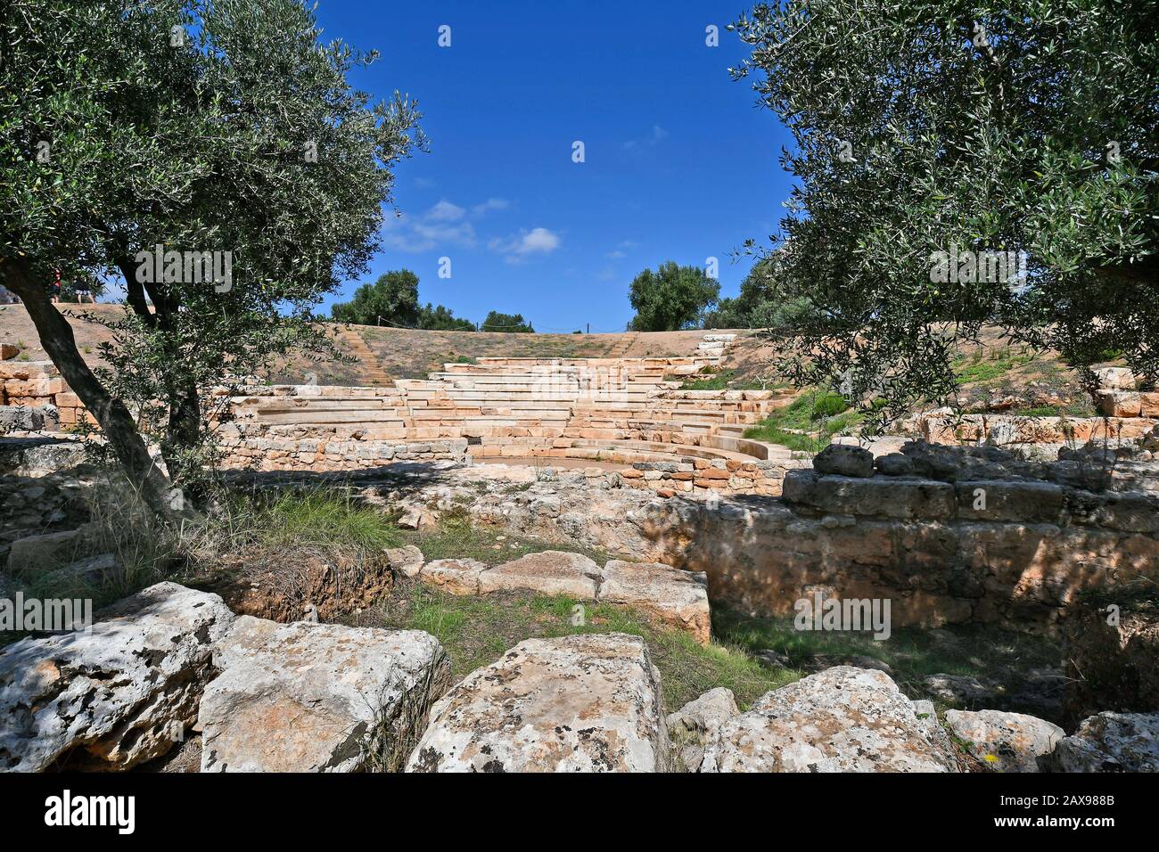 Greece, amphitheater in ancient Minoan ruins of Aptera in Crete Stock ...