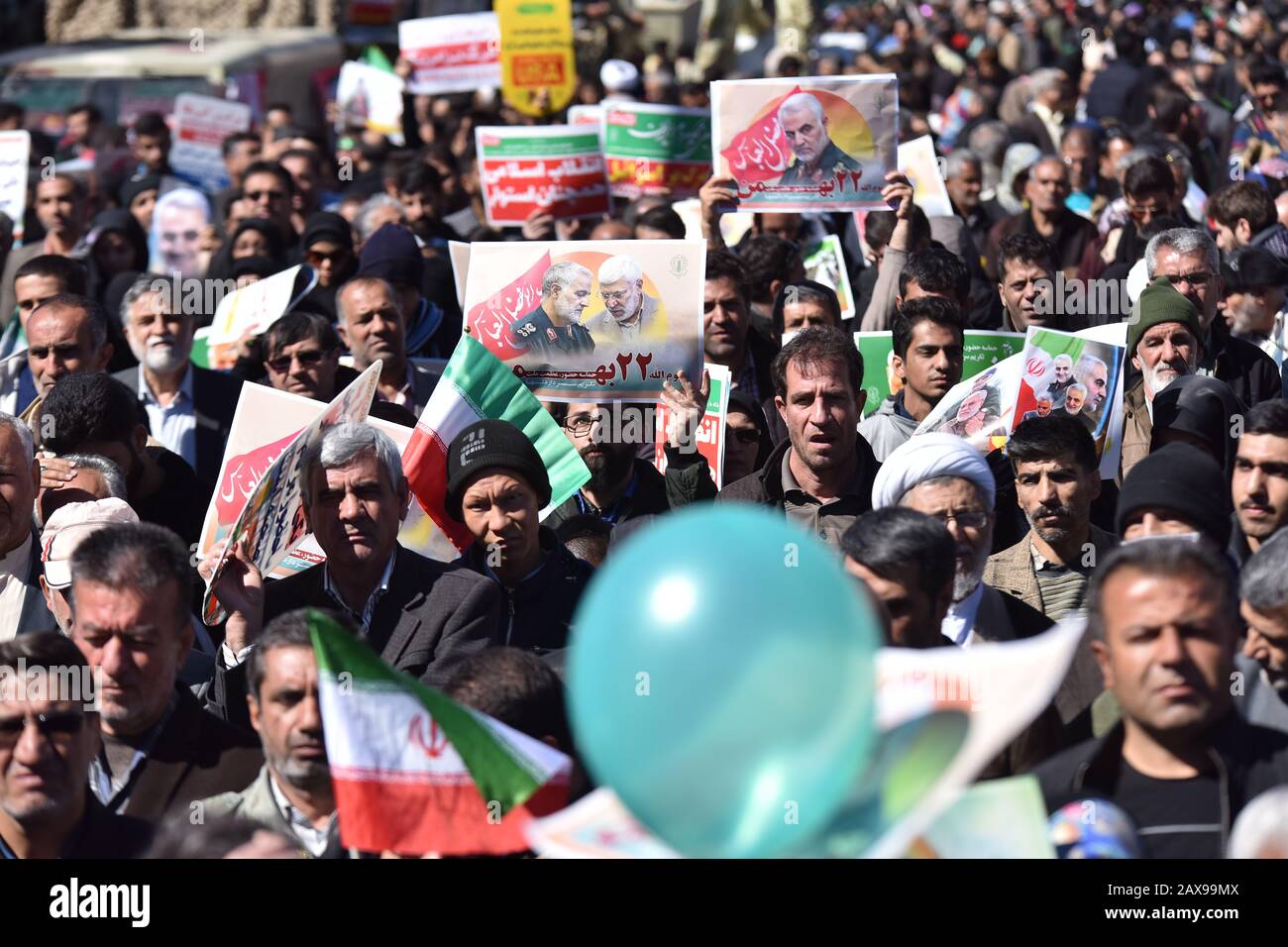 Iran, Fars province, Shiraz. People in Shiraz mark 41st victory ...