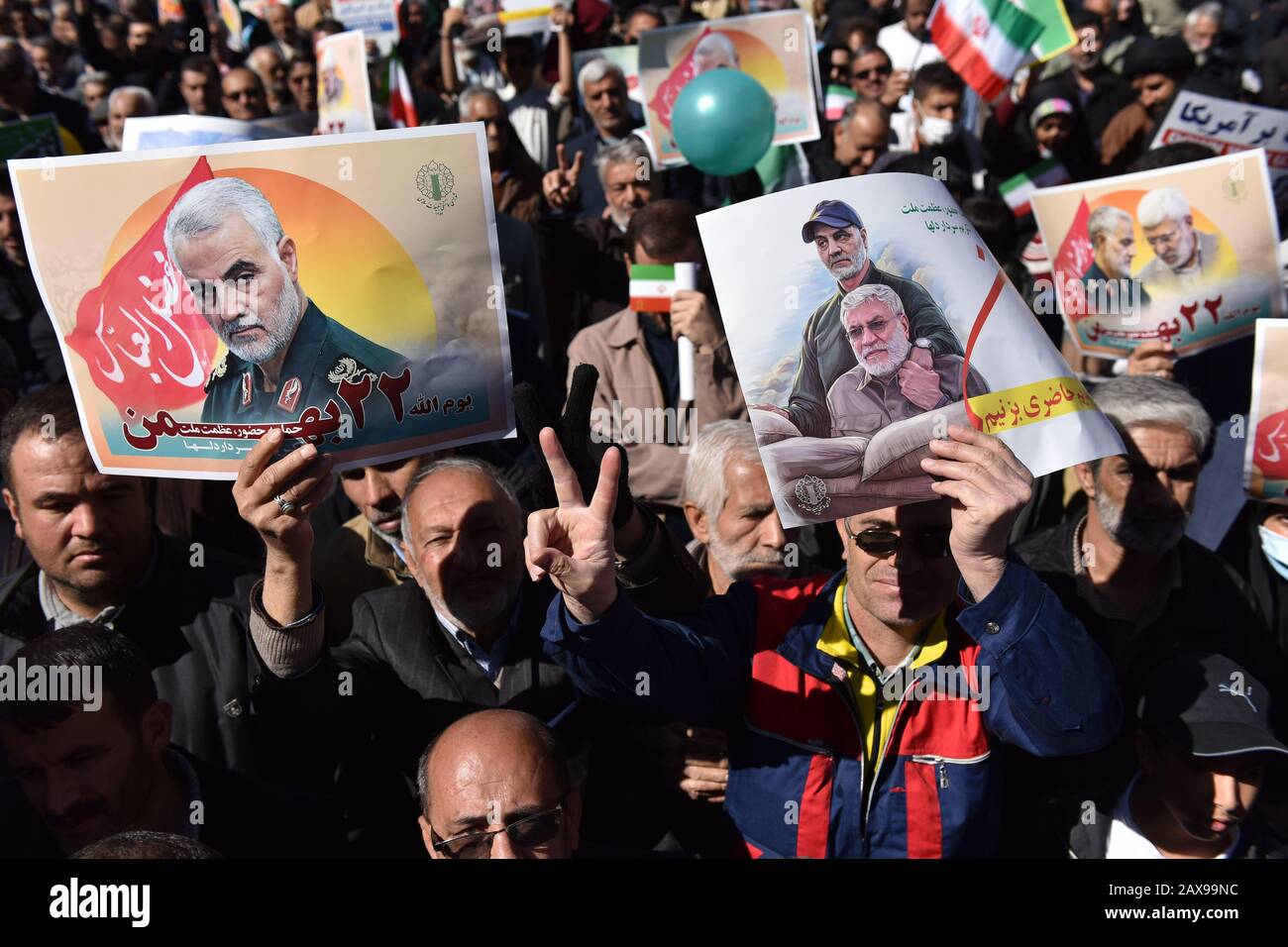 Iran, Fars province, Shiraz. People in Shiraz mark 41st victory ...