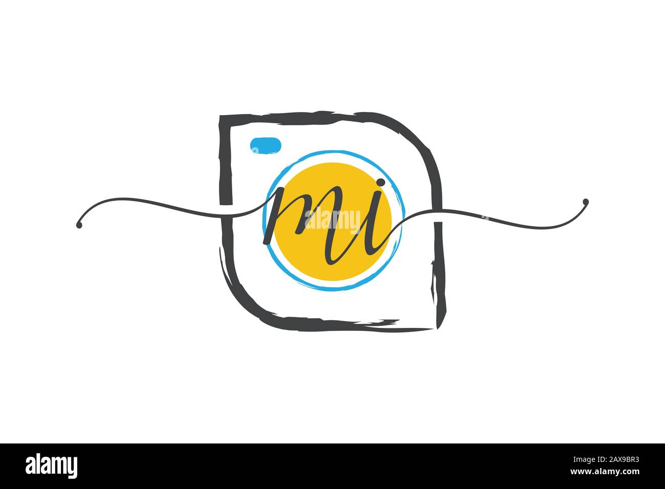 M I Initial handwriting logo design with a brush, Photography logo ...