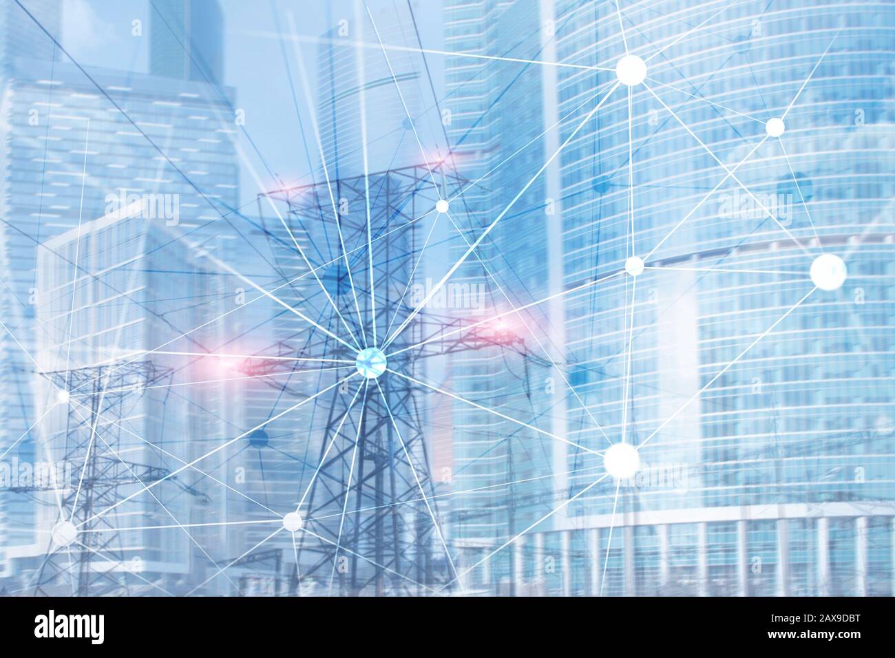 Abstract mesh line and point. Connection and interaction on office ...