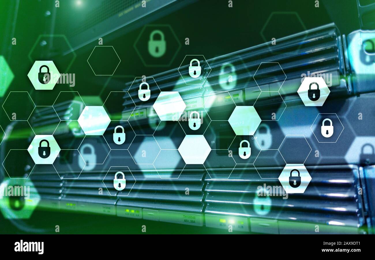 Server rack room digital security data protection concept Stock Photo ...
