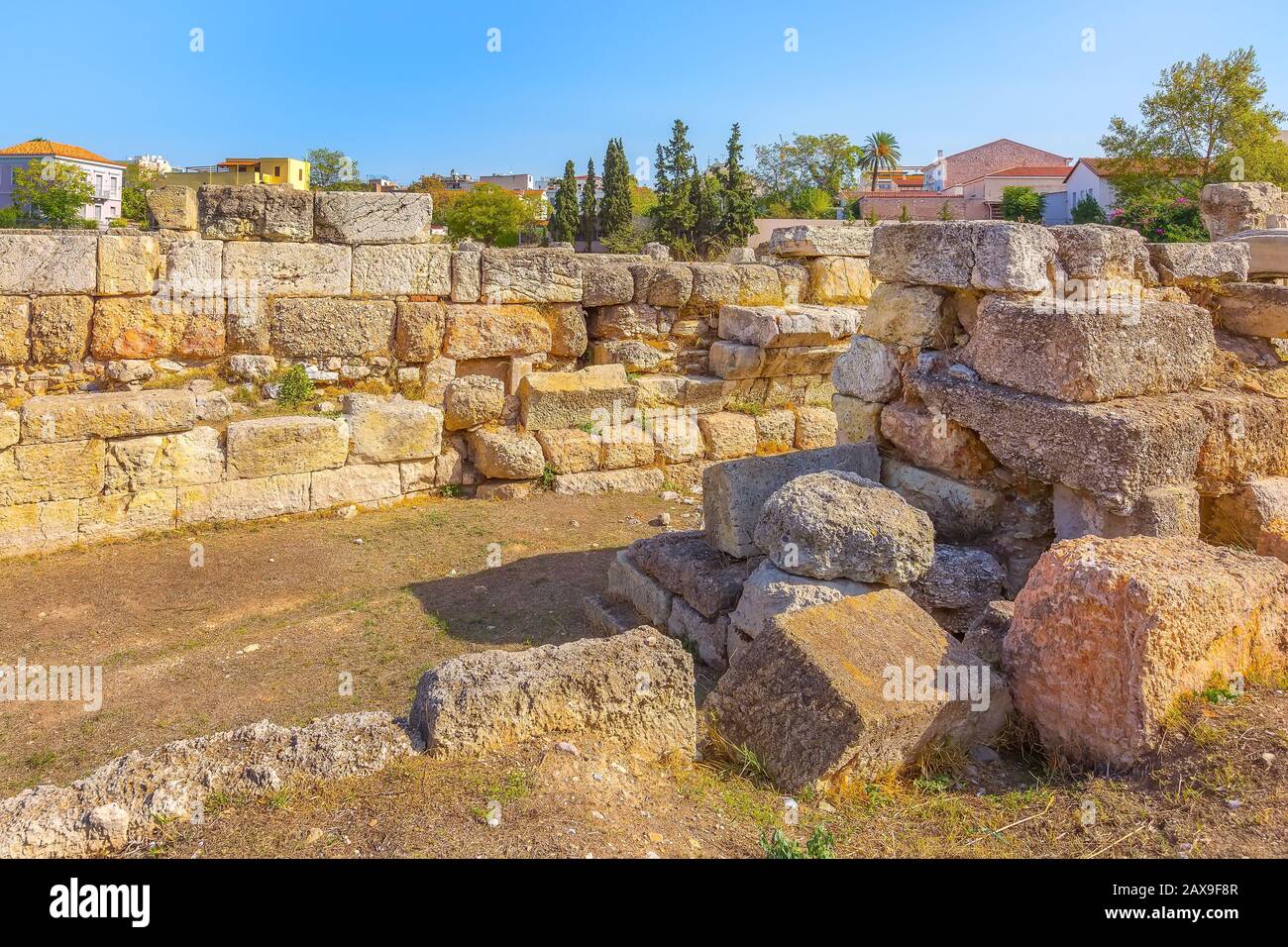 Athens, Greece remains of ancient Kerameikos Quarter, stone ruins Stock ...