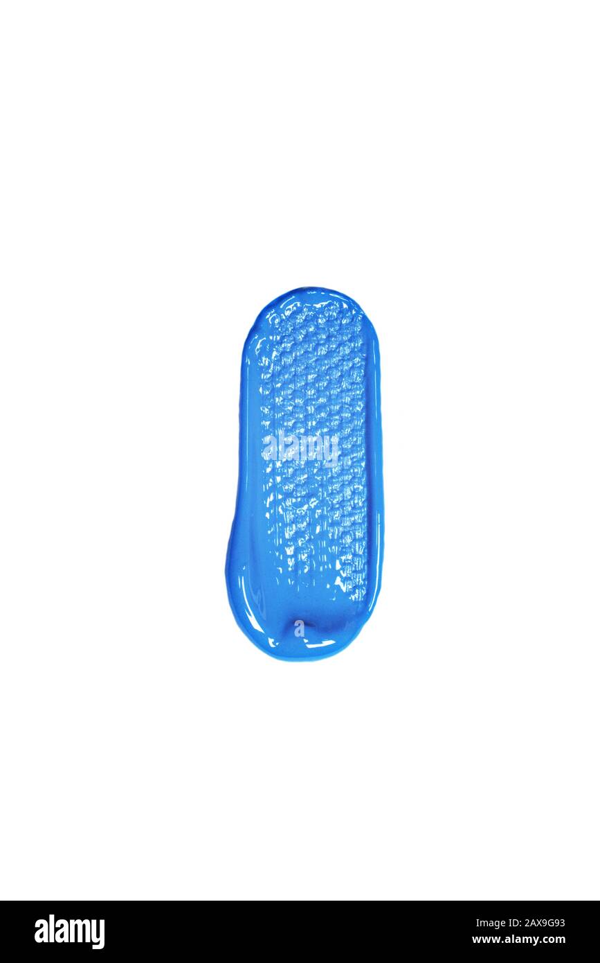 Elongated brushstroke, puddle of blue acrylic paint. Isolated Stock ...