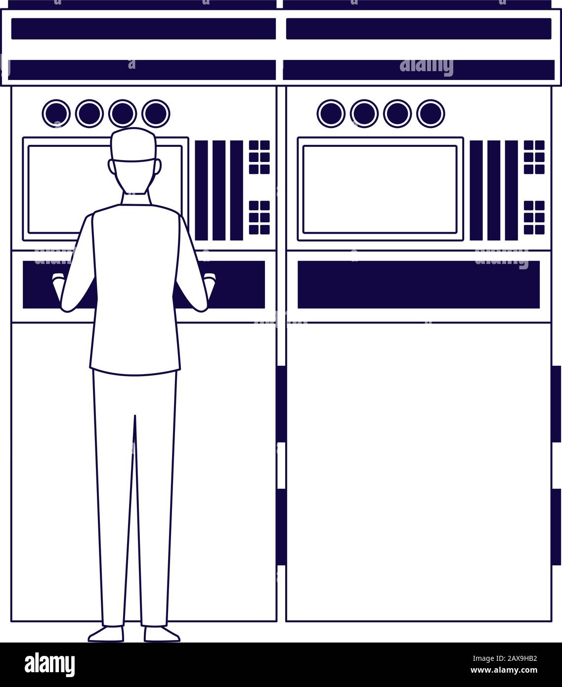 car mechanic supervising a car scanner machine Stock Vector Image & Art ...