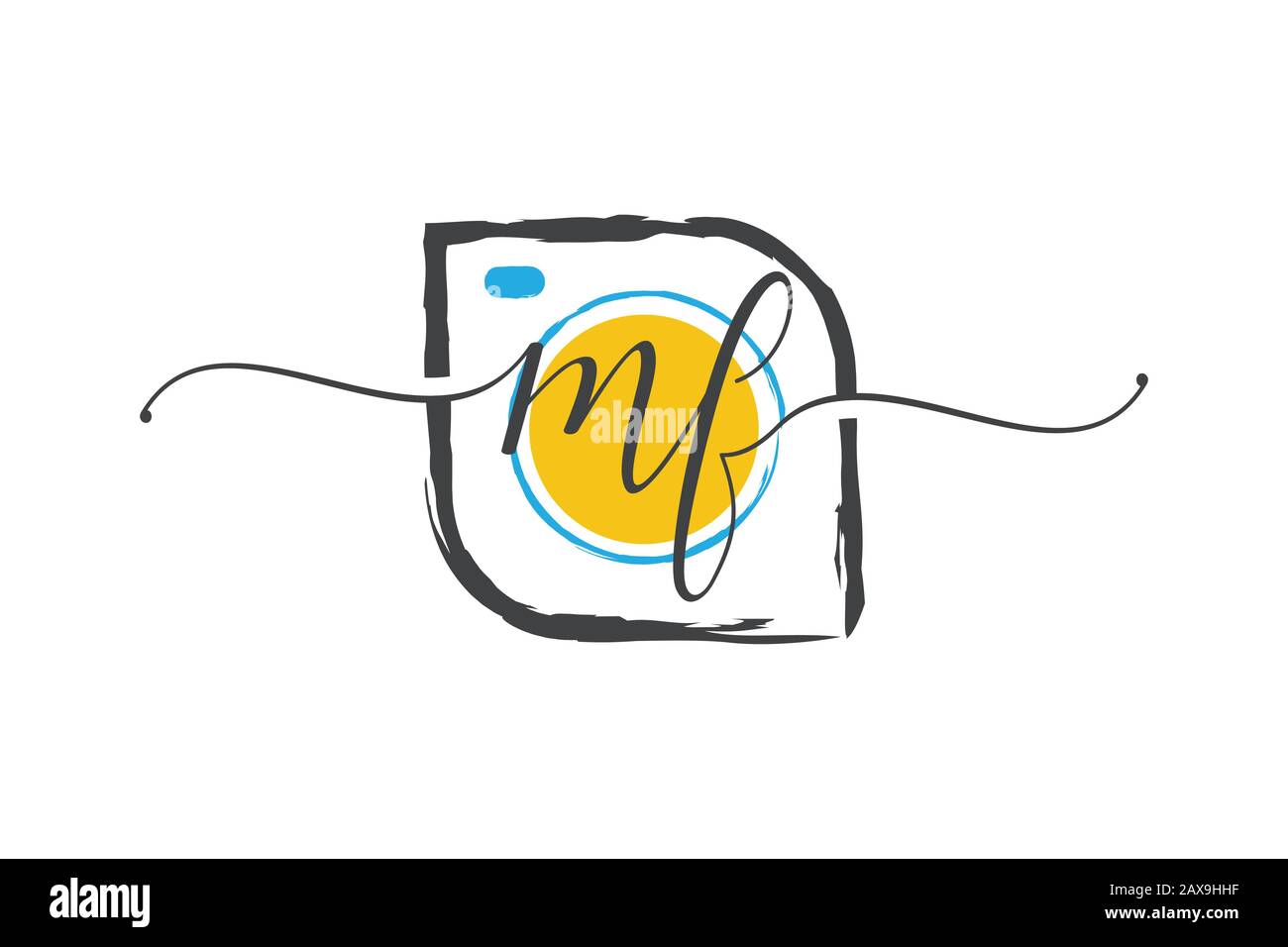 M F Initial handwriting logo design with a brush, Photography logo ...