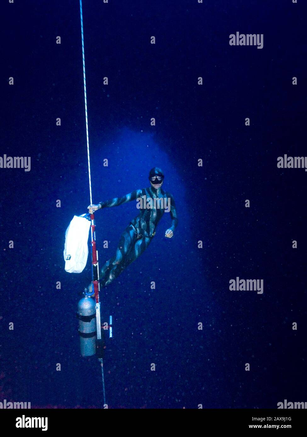 Italian champion freediver Linda Paganelli poses in front of the ...
