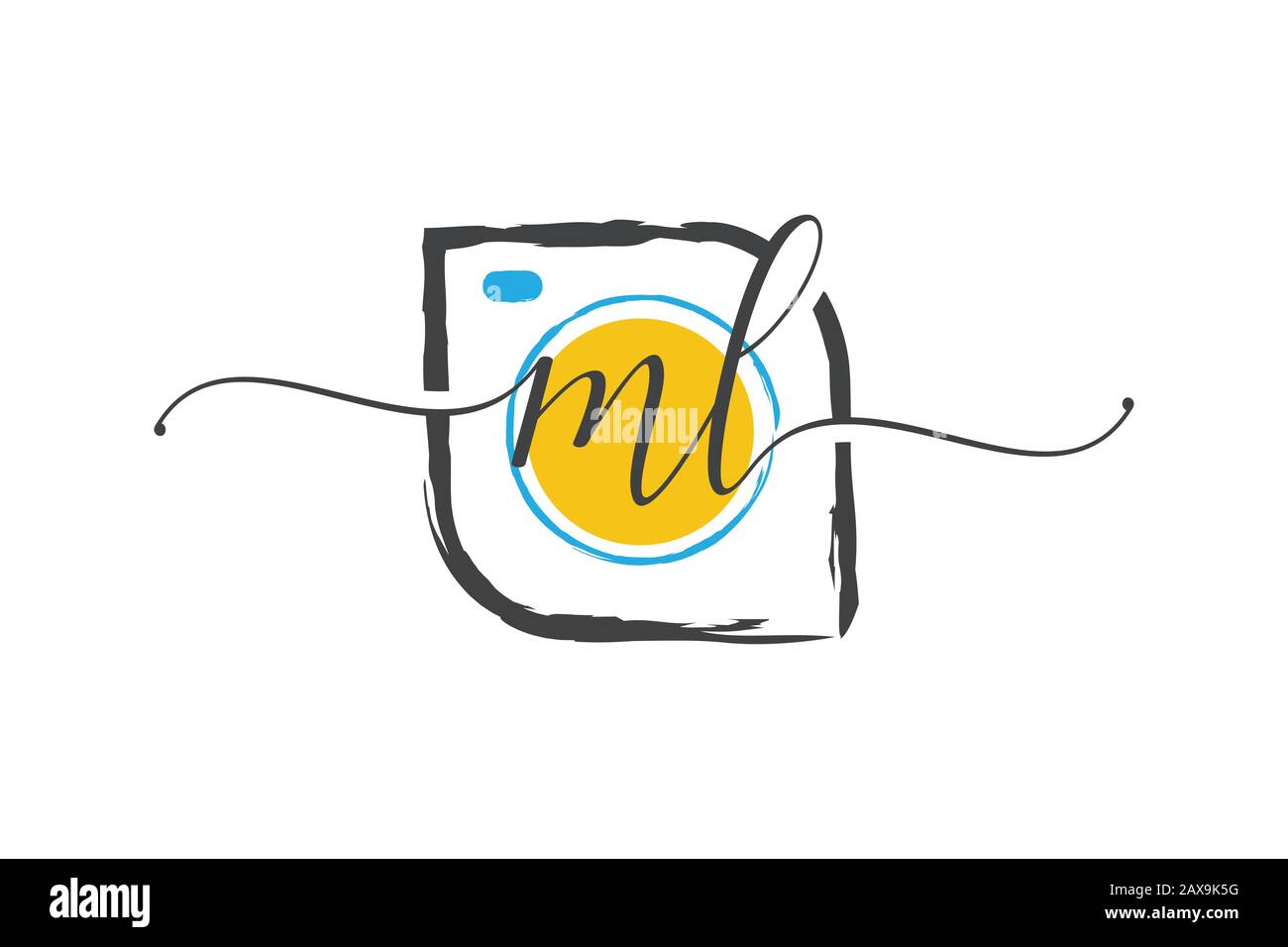 M L Initial handwriting logo design with a brush, Photography logo ...