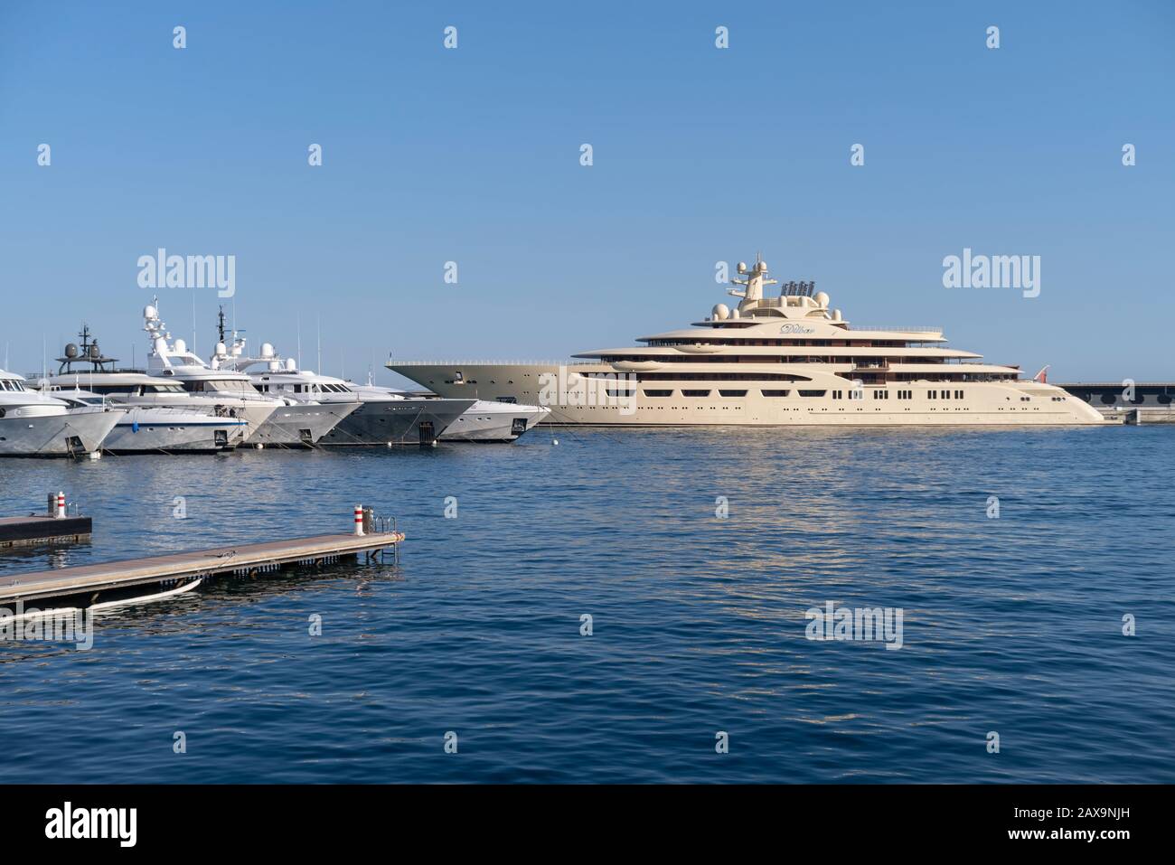 Yachts moored in the Port Hercules in Principality of Monaco Stock ...