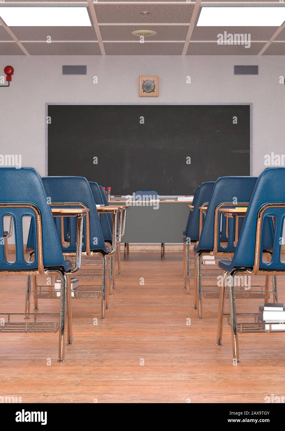 3D rendering of a high school classroom interior Stock Photo - Alamy