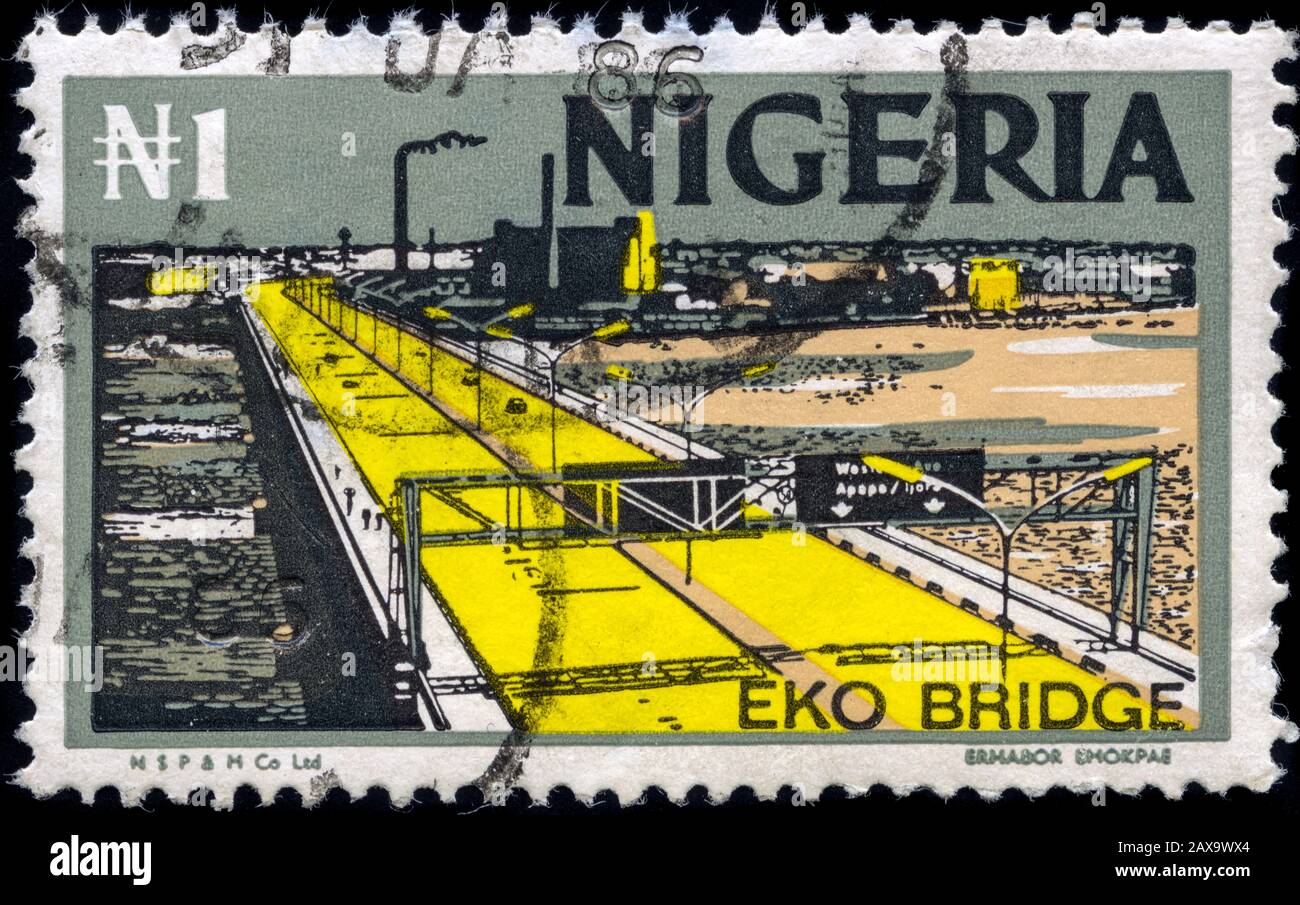 Eko Bridge - lithography Stock Photo - Alamy