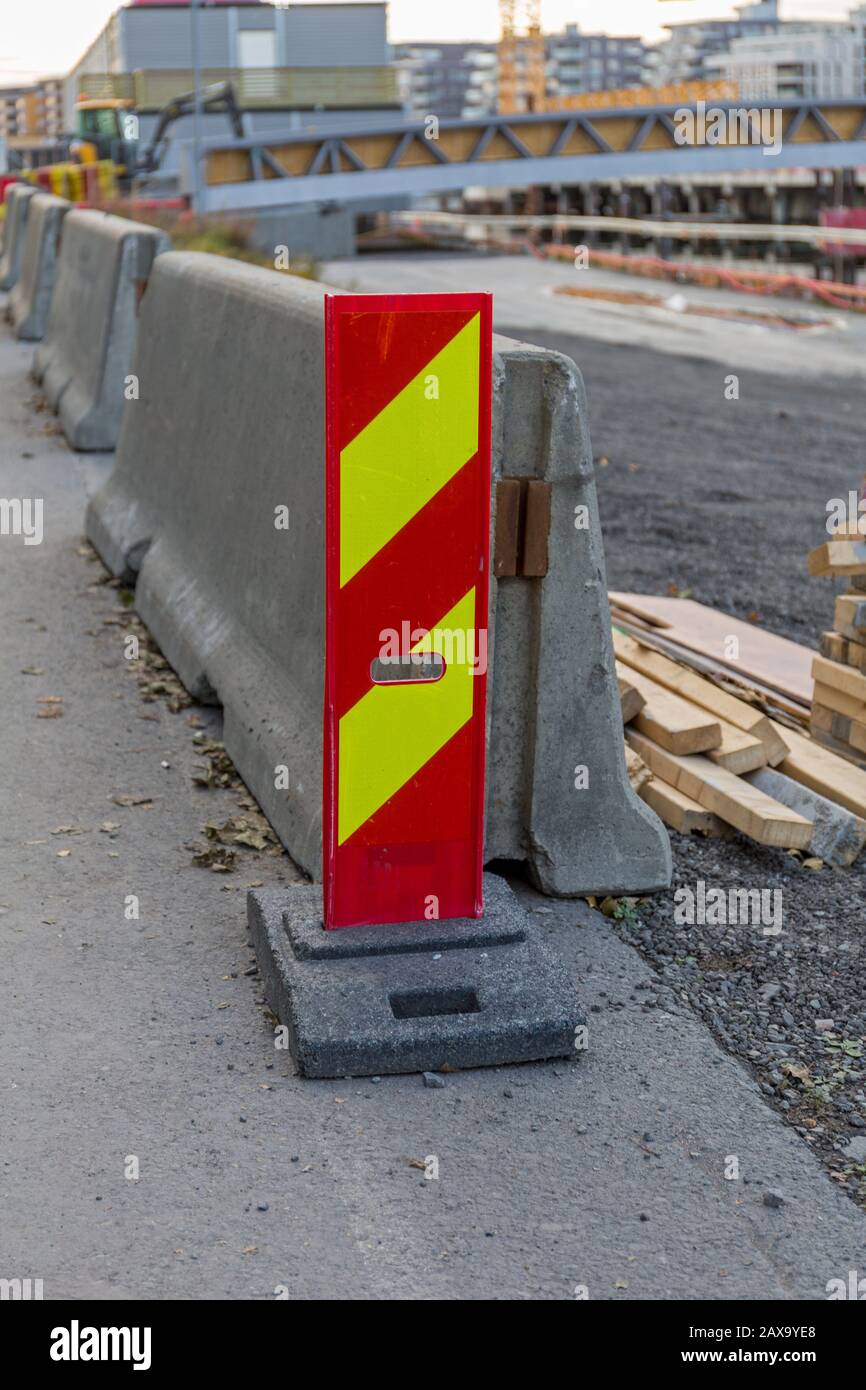 Vertical Panel Barrier Warning Sign at Construction Site Stock Photo ...