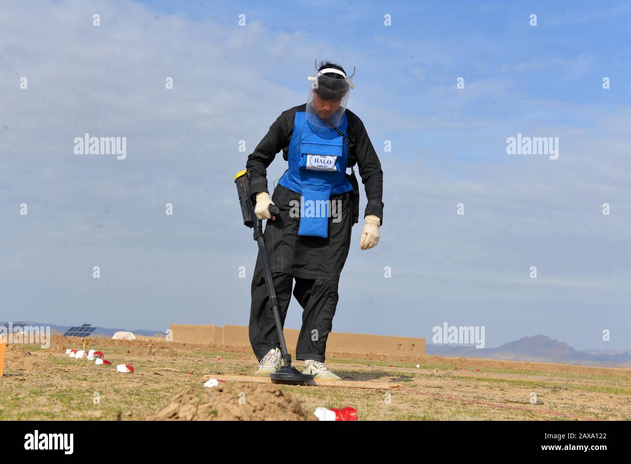 Kandahar. 10th Feb, 2020. An Afghan deminer searches for landmines in ...