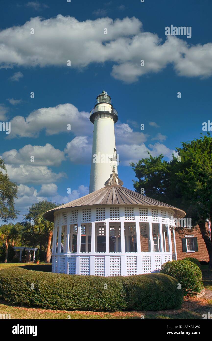 White Lighthouse and Gazebo Stock Photo - Alamy