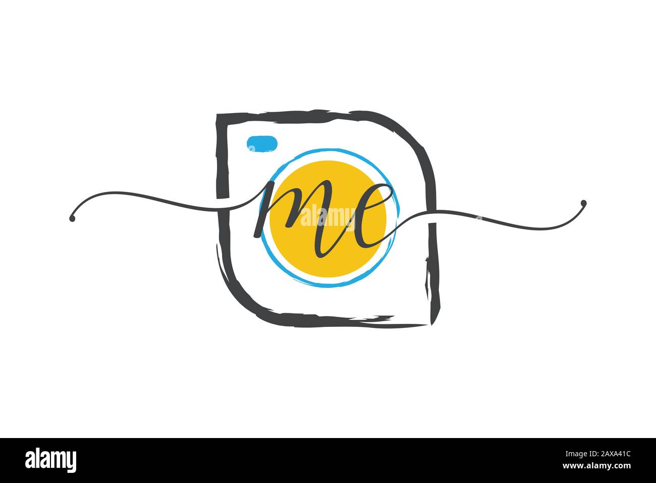 M E Initial handwriting logo design with a brush, Photography logo ...