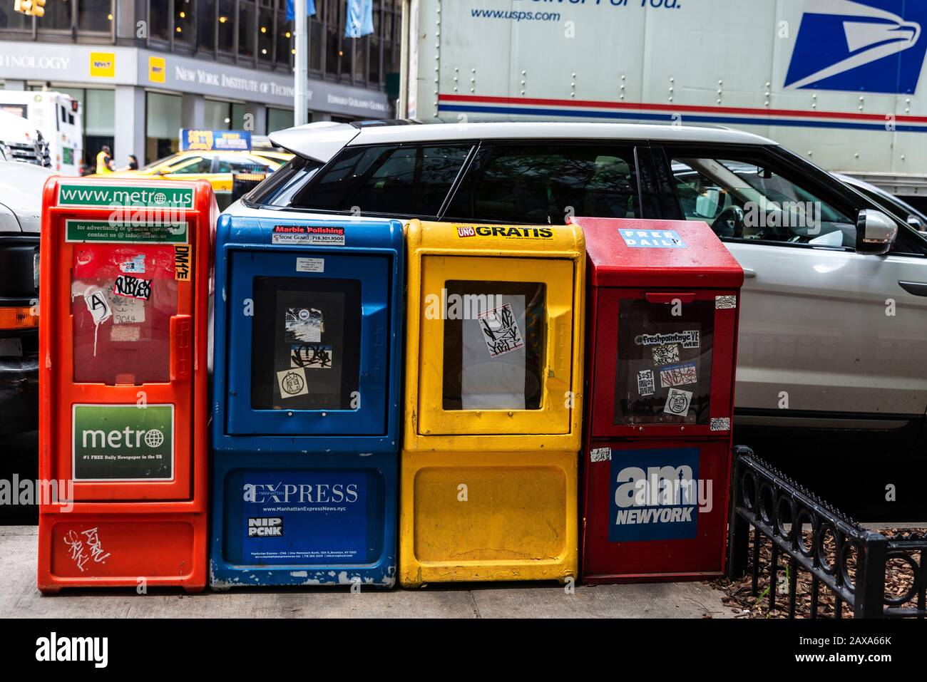 New York City, USA - August 3, 2018: Automatic machine vending of ...