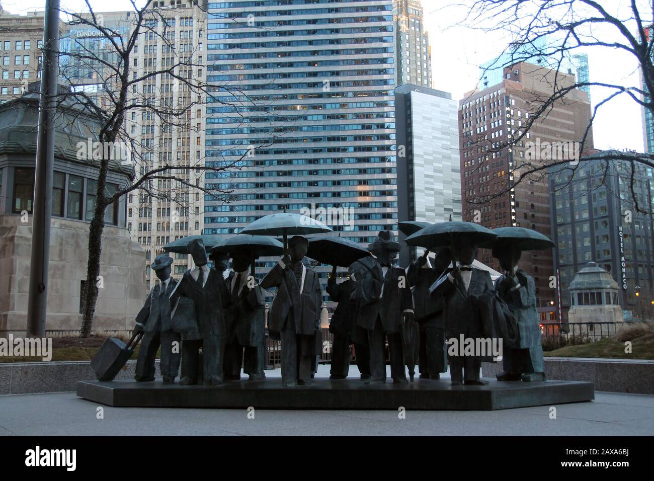 The Gentlemen Statues monument in Chicago Stock Photo - Alamy