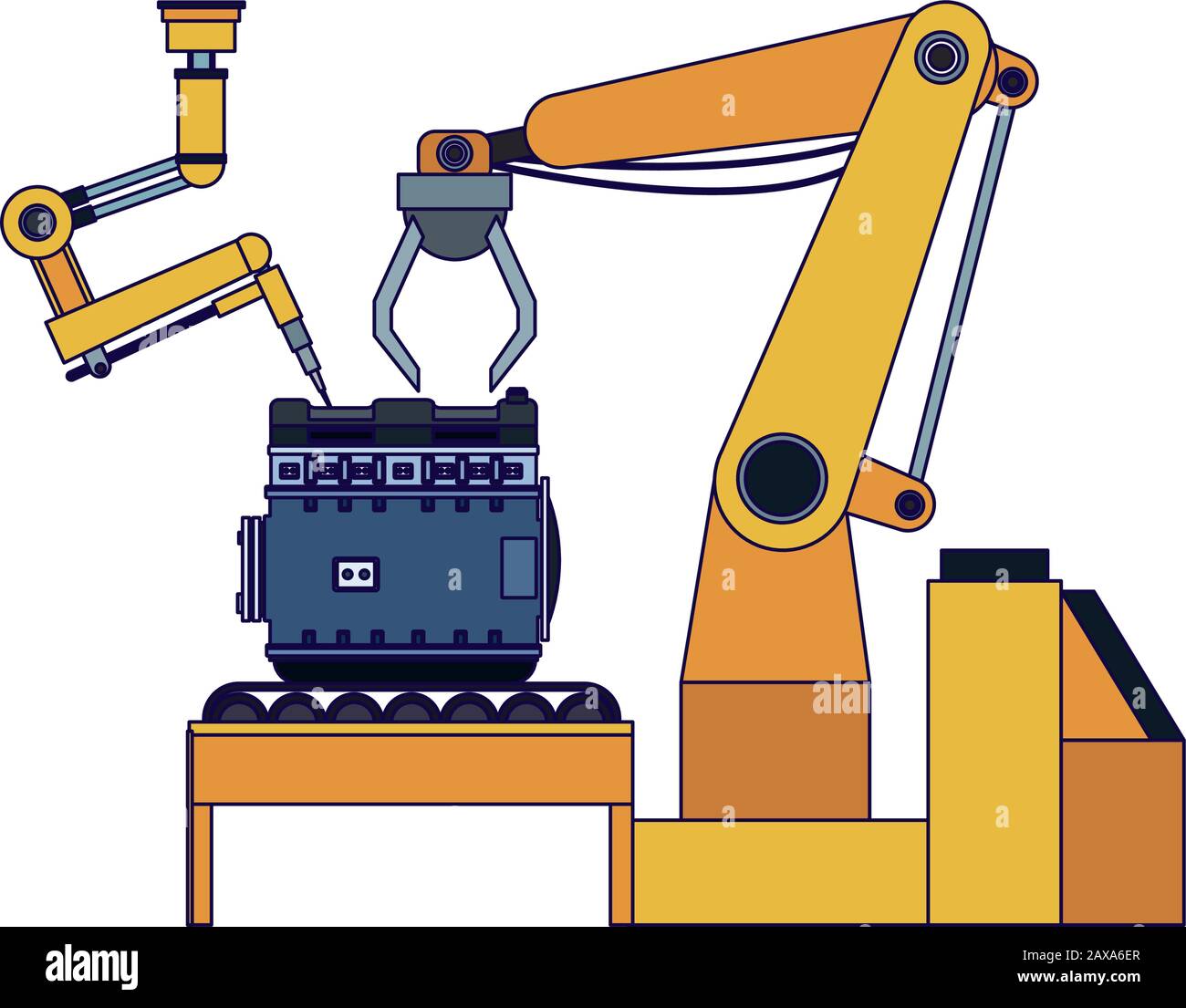 robotics arms holding a car engines, colorful design Stock Vector Image ...