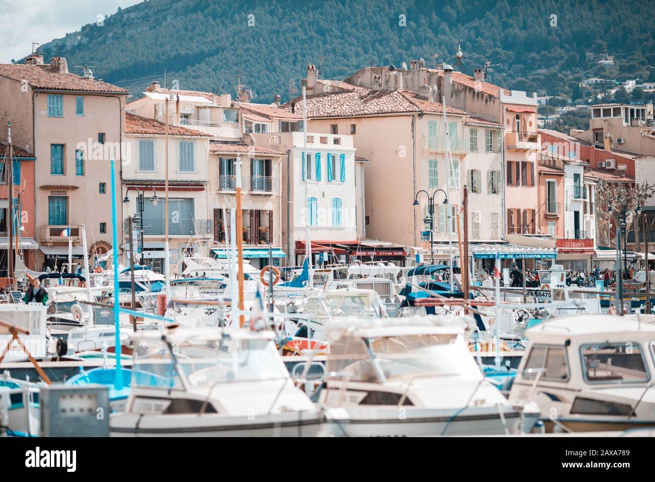 Harbour of Cassis, a typical French village on the mediterranean coast ...