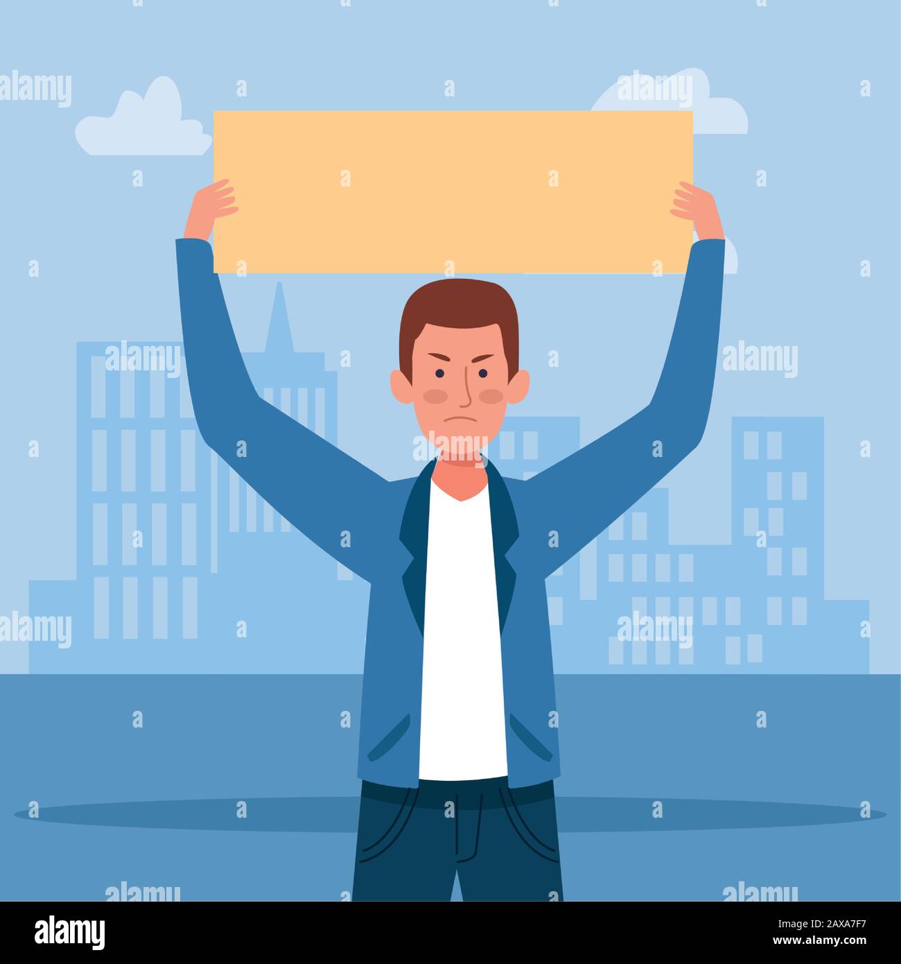 Angry man holding empty protest hi-res stock photography and images - Alamy