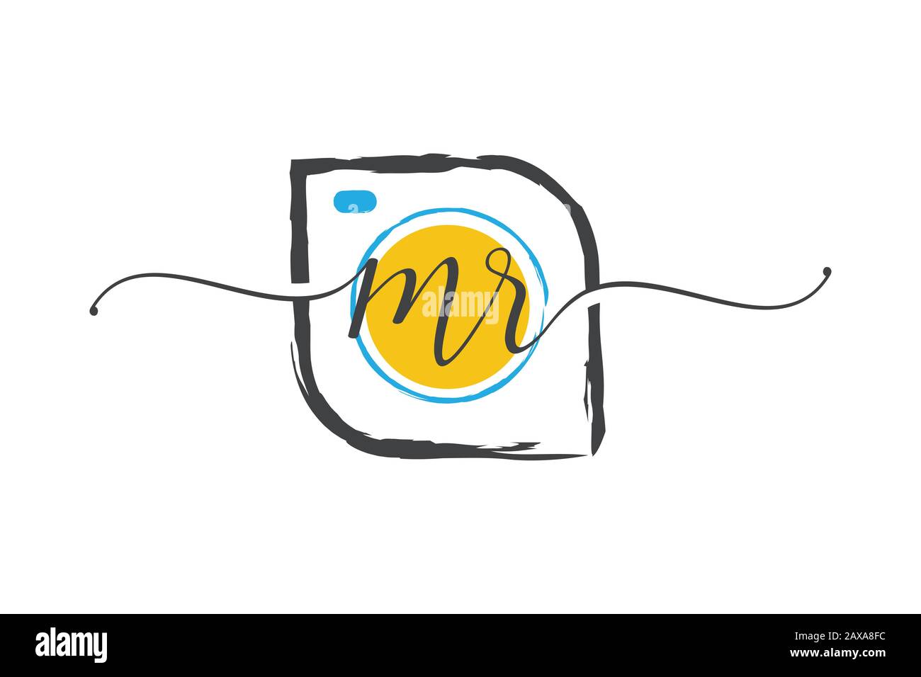 M R Initial handwriting logo design with a brush, Photography logo ...