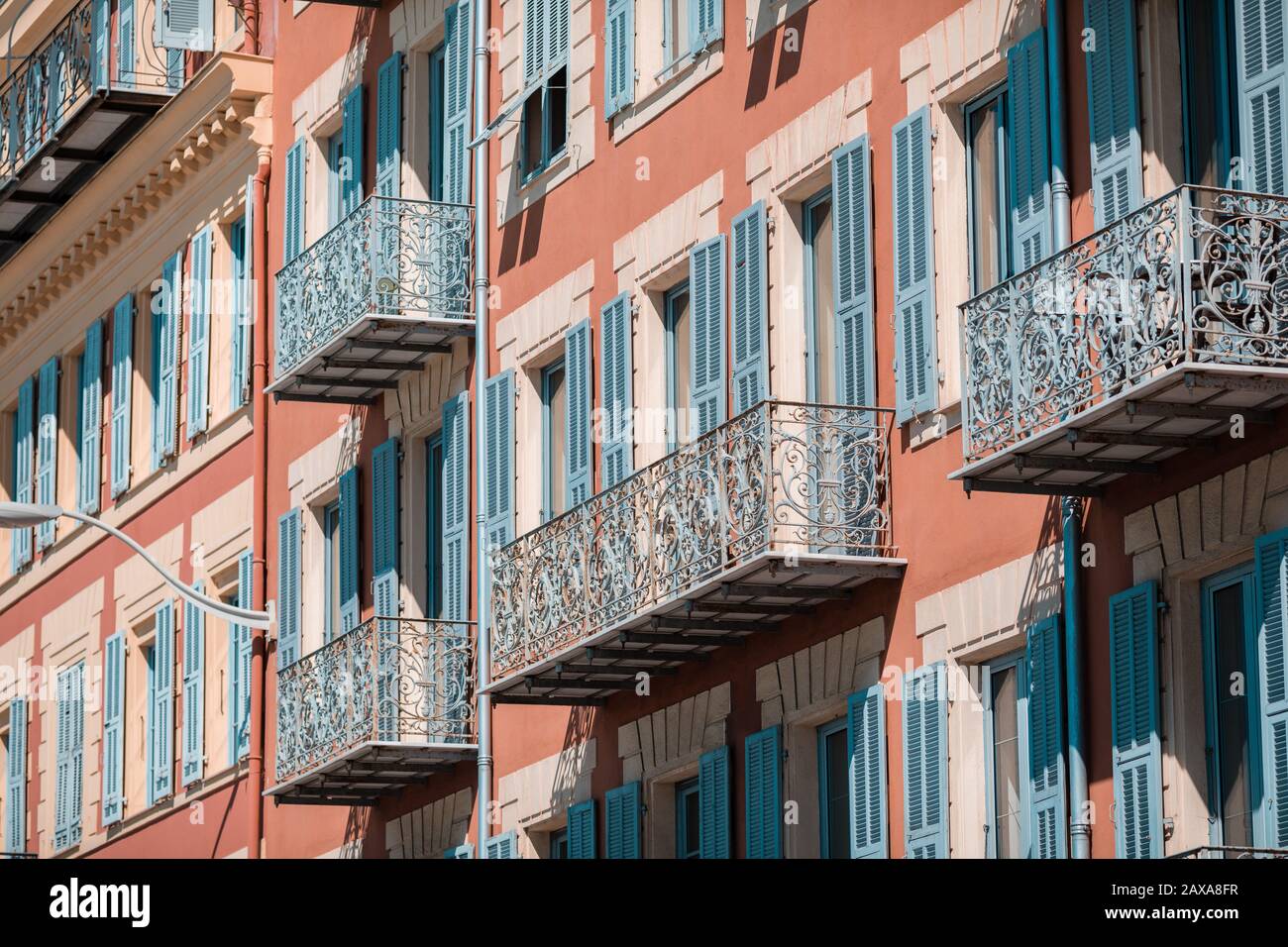 Typical French windows on a French Riviera property with colourful ...
