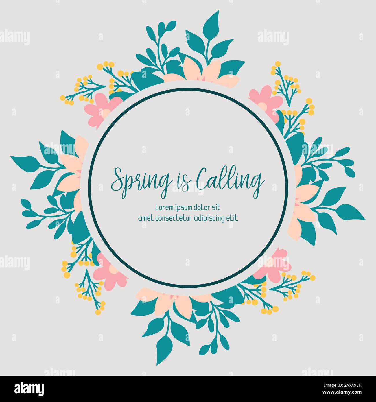 Decorative of leaf and flower frame, for seamless spring calling ...