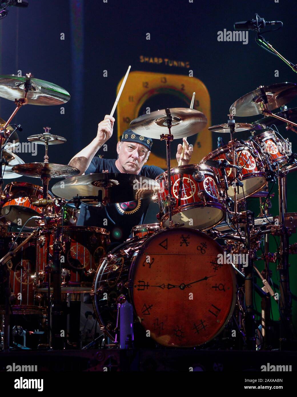 Rush drummer Neil Peart performs with the rest of the band at the BB&T ...