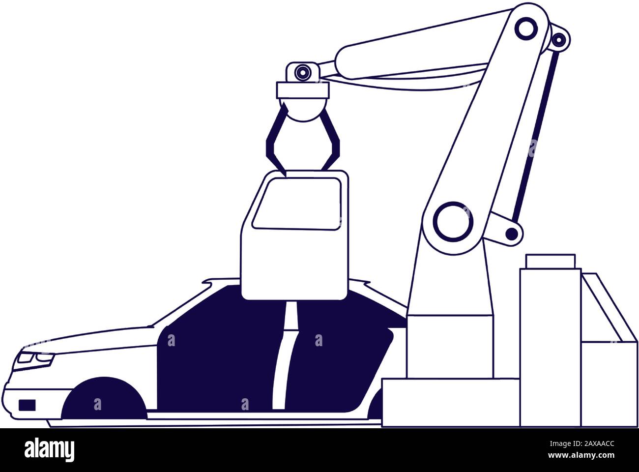 robotic arm fixing a car body icon, flat design Stock Vector Image ...