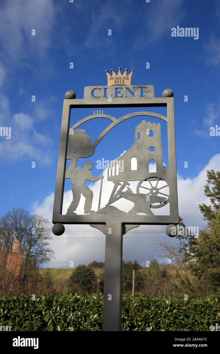 Clent village sign, Worcestershire, England, UK Stock Photo - Alamy