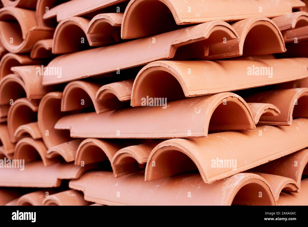 Stacked row of red tiles for roofs in Prague Stock Photo - Alamy
