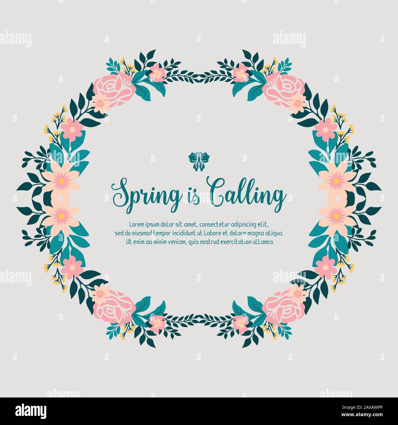 Elegant spring calling greeting card design, with beautiful ornate leaf ...