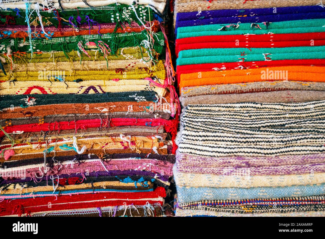 Plenty of famous traditional Berber carpets on sale, Ait Ben Haddou ...