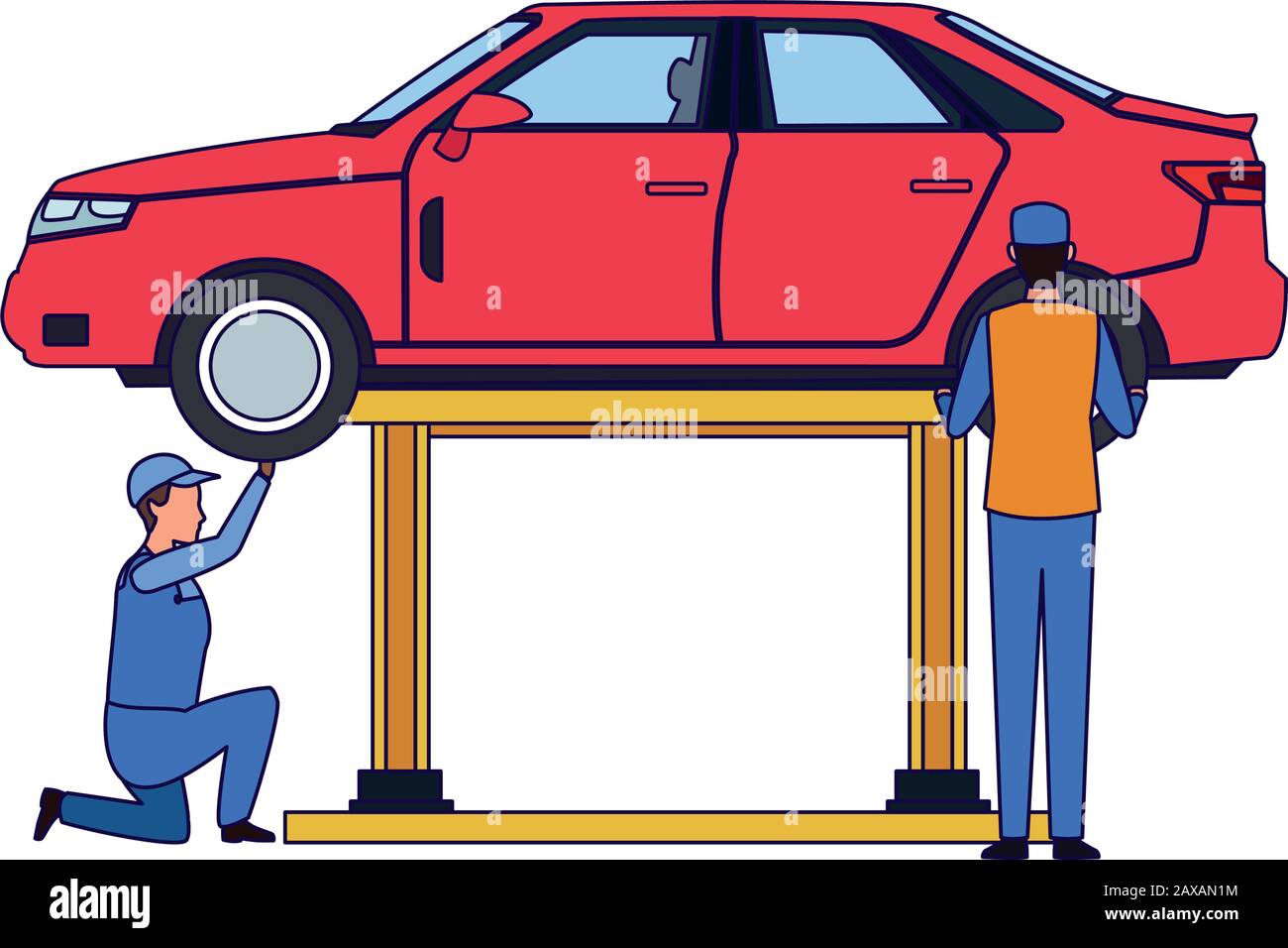 car mechanics under a car fixing Stock Vector Image & Art - Alamy